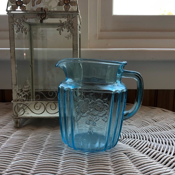 Antique | Dining | 3s Blue Depression Glass Pitcher | Poshmark